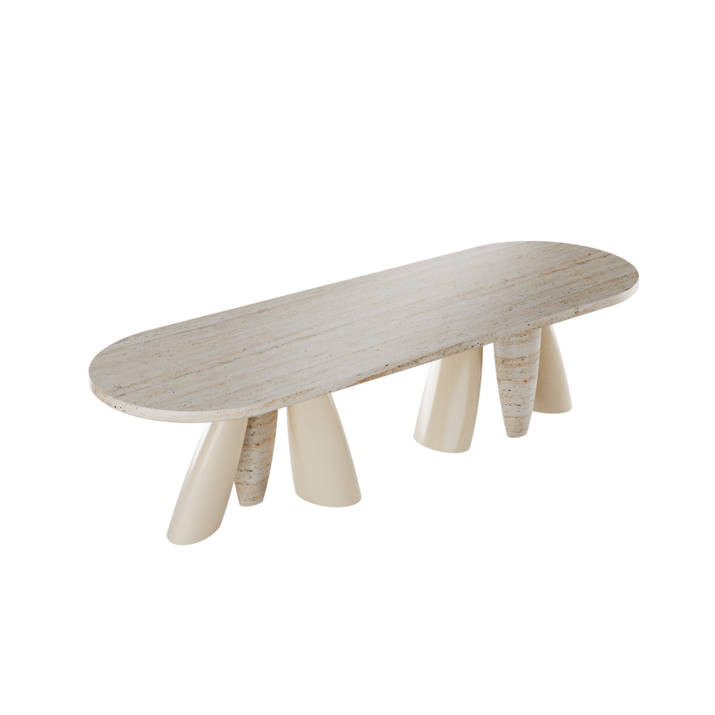 Billie Oval Dining Table Travertine By HOMMÉS Studio